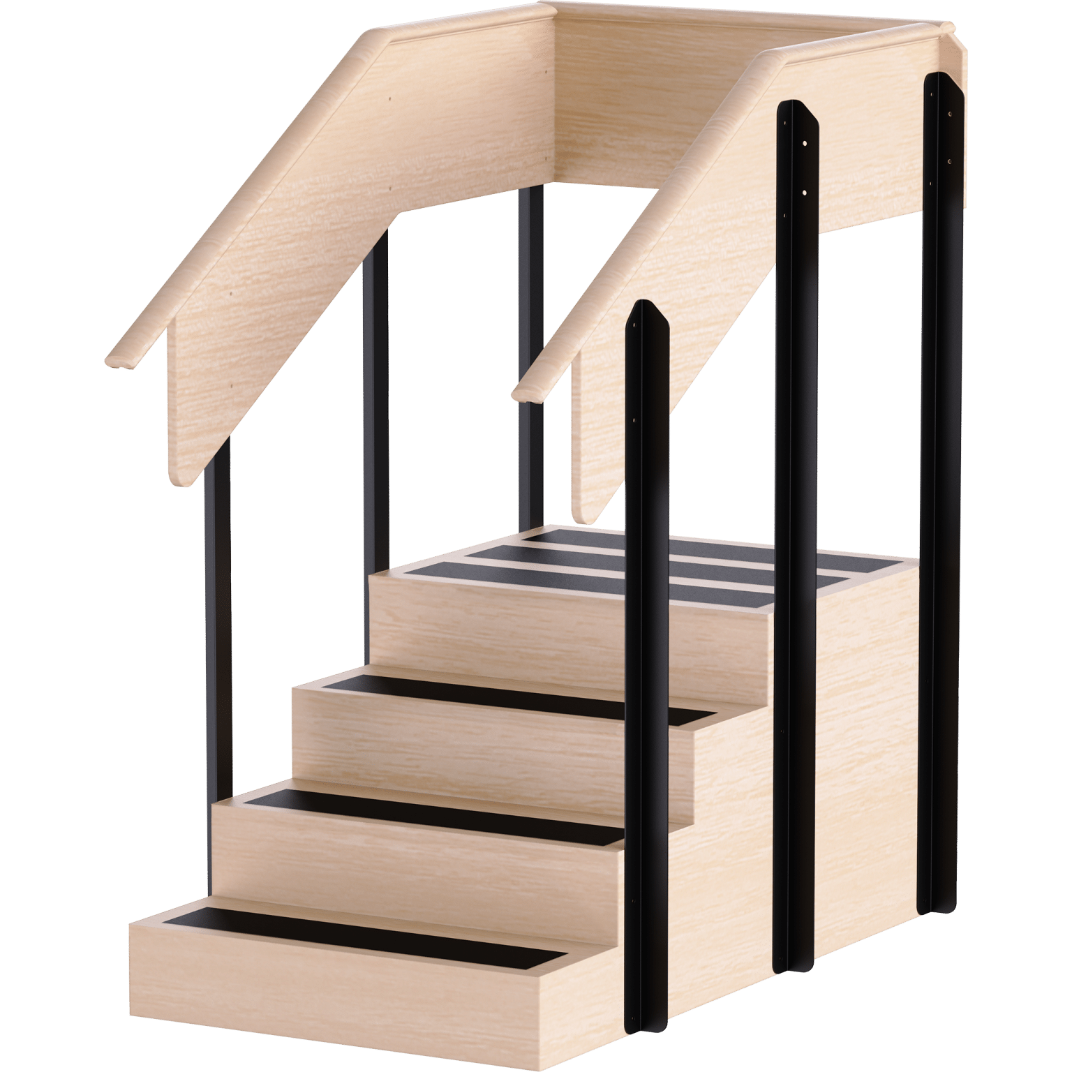 Timber 4-Step Straight Staircase with Platform - Hausmann Industries